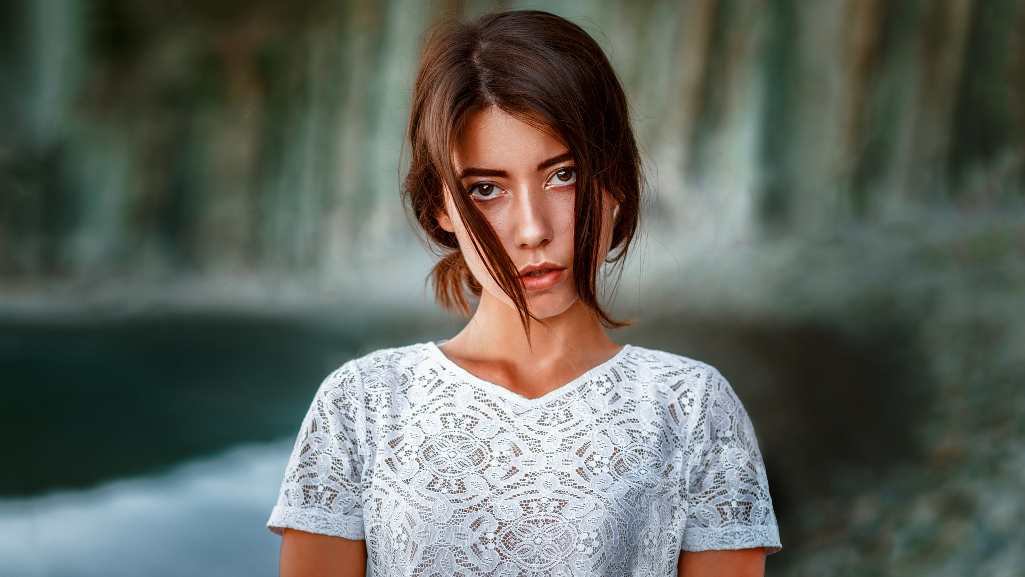 Download Brown Eyes Brunette Depth Of Field Woman Model HD Wallpaper by ...