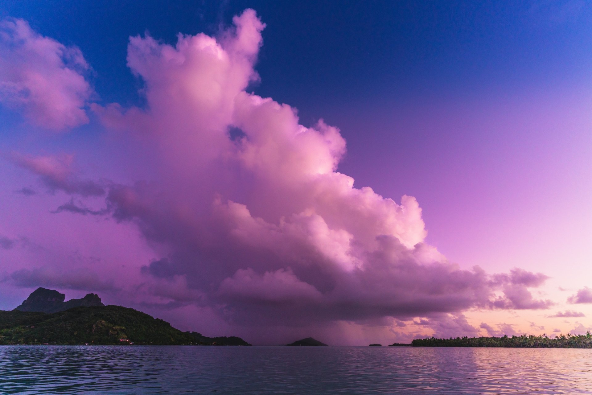 Download Sea Ocean Bora Bora Purple Sunset Nature Cloud 8k Ultra HD ...