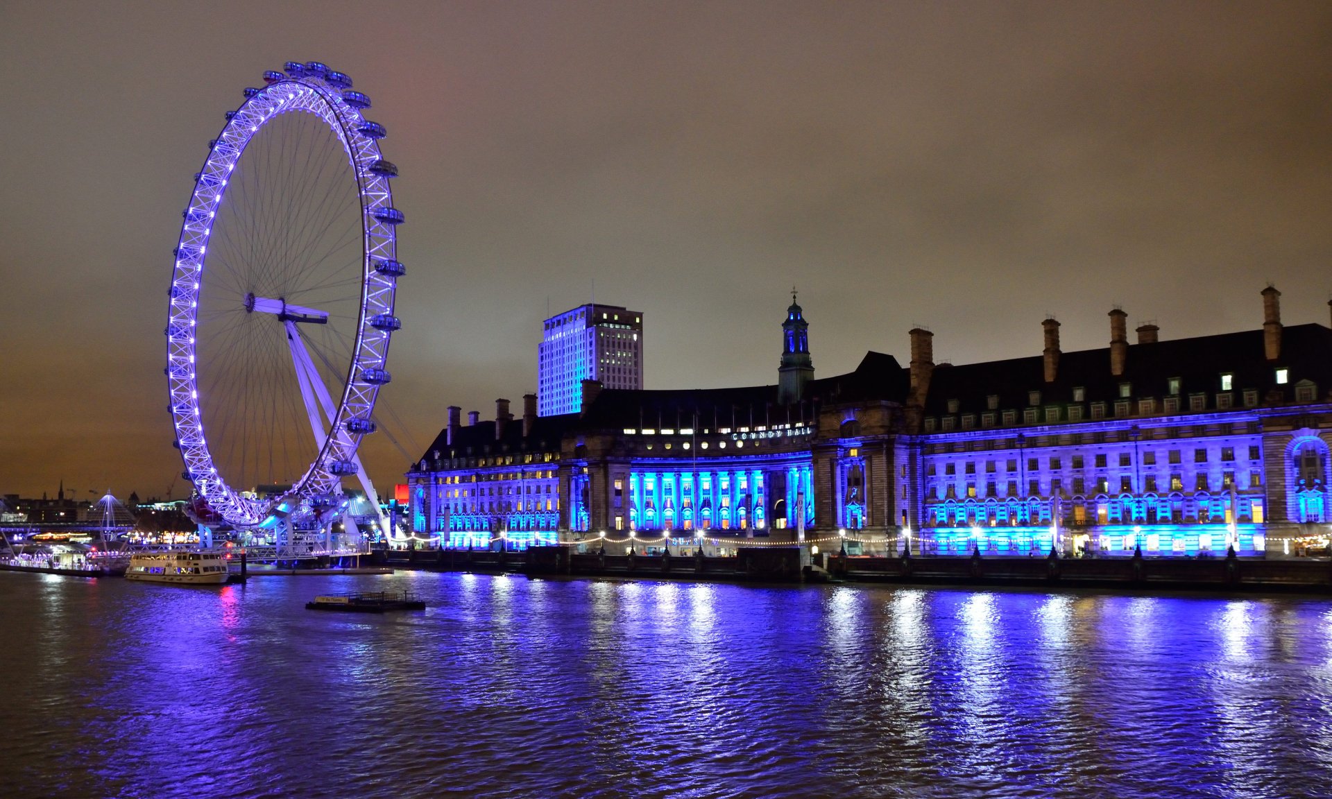 Night Lights of the London Eye - HD Wallpaper