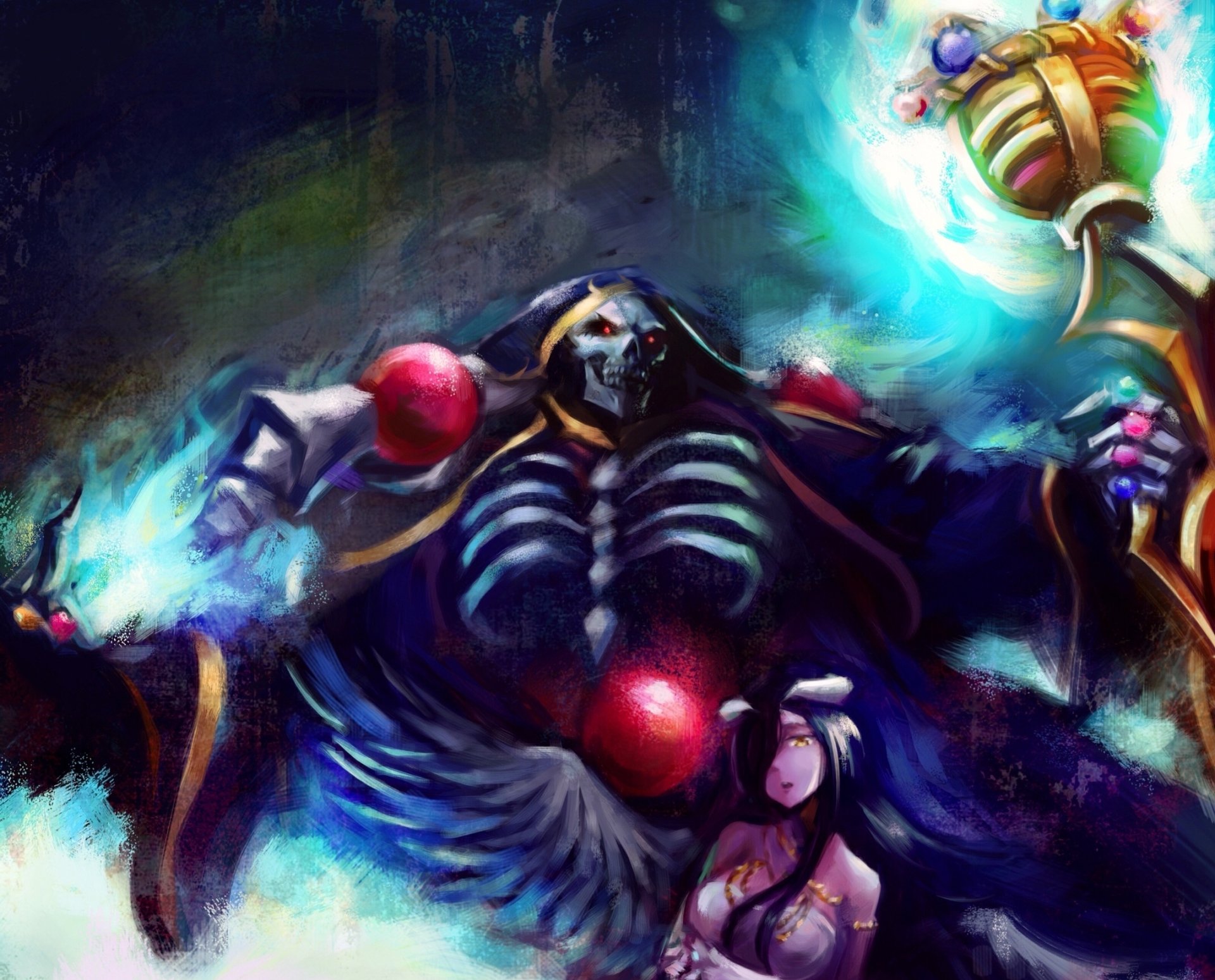 Overlord HD Wallpaper: Ainz Ooal Gown & Albedo Epic Anime Showcase by ...