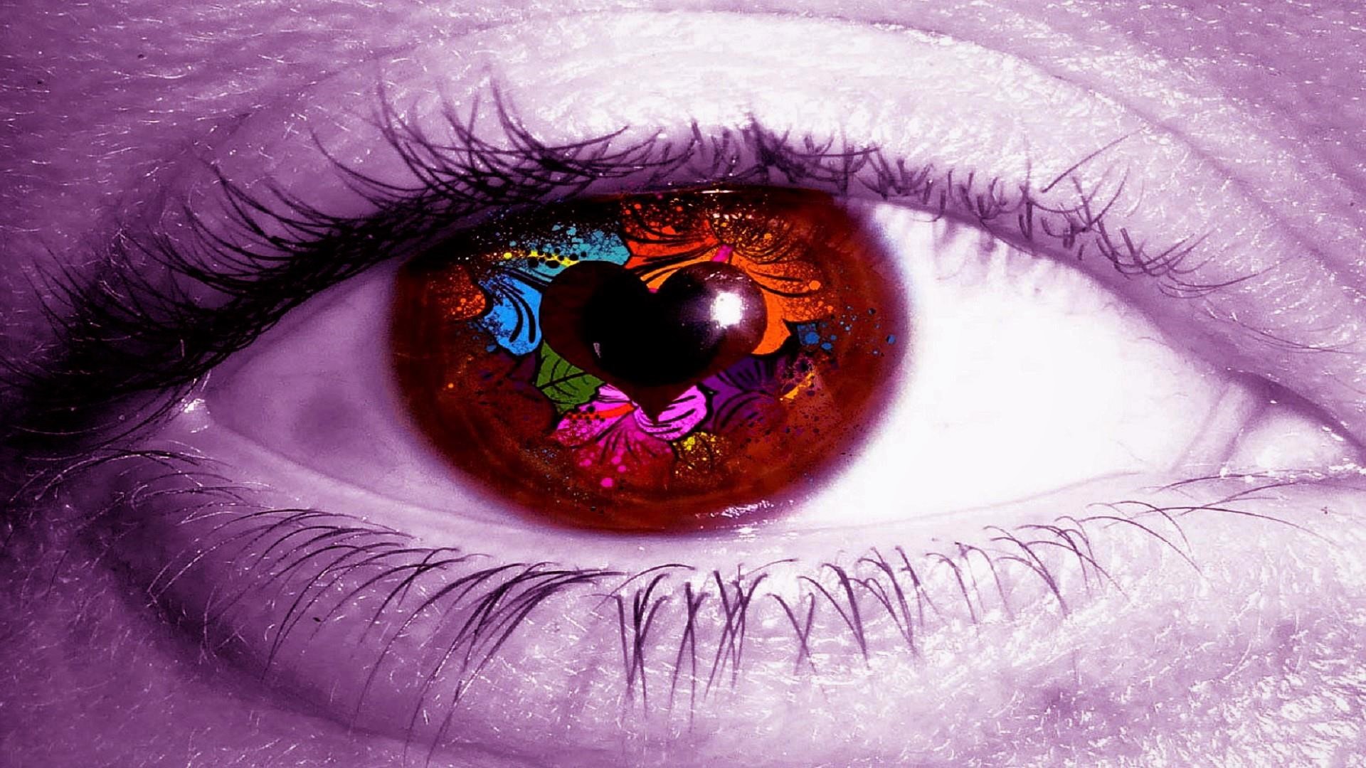 Download Colors Heart Artistic Eye HD Wallpaper