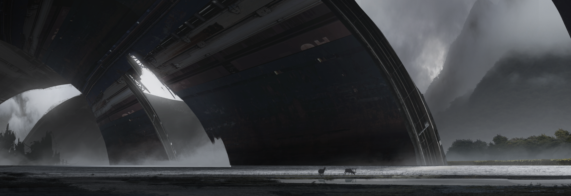 Post-Apocalyptic Sci-Fi HD Wallpaper: Gateway to a Dark Future by あすてろ ...