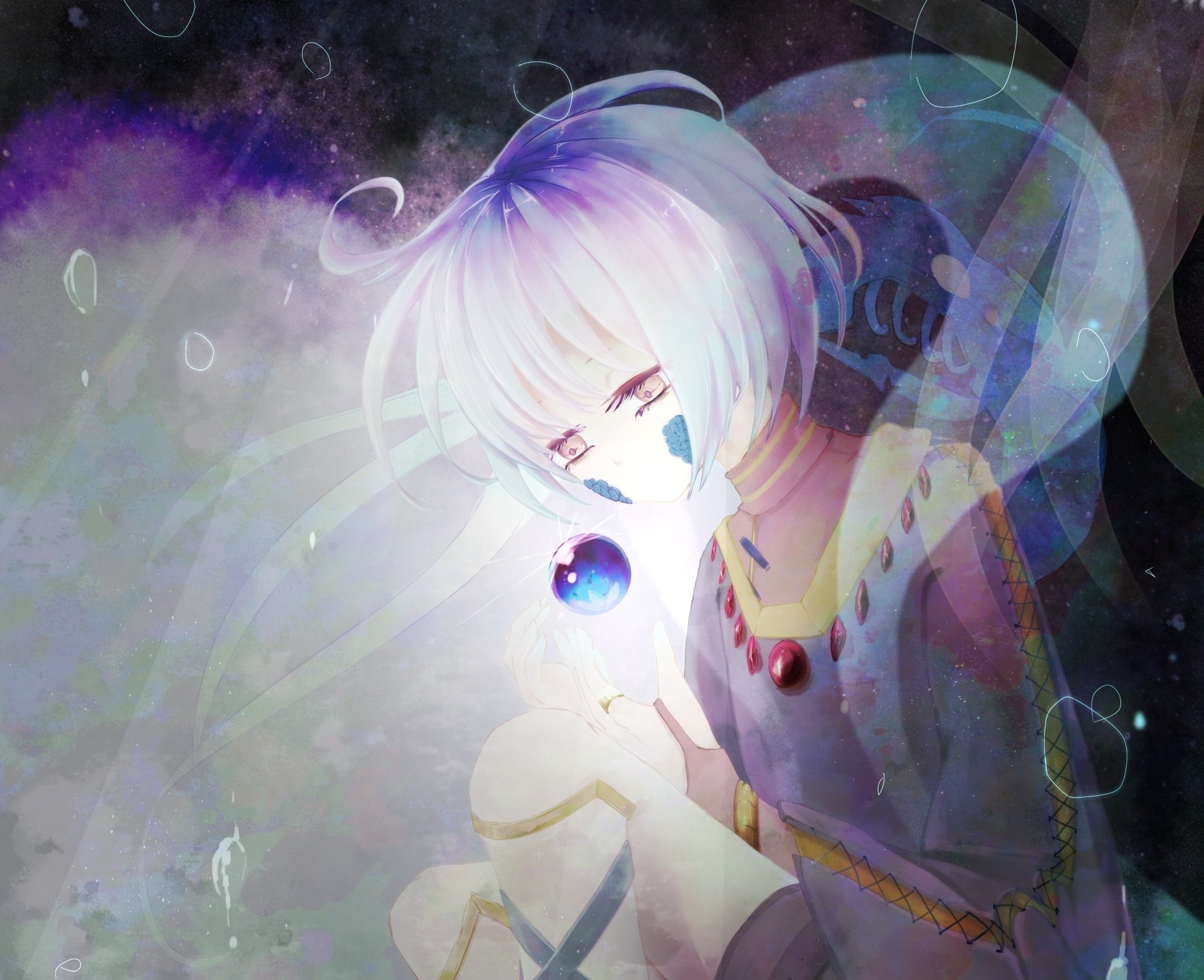 Download White Hair Sphere Anime Original HD Wallpaper by 染赤