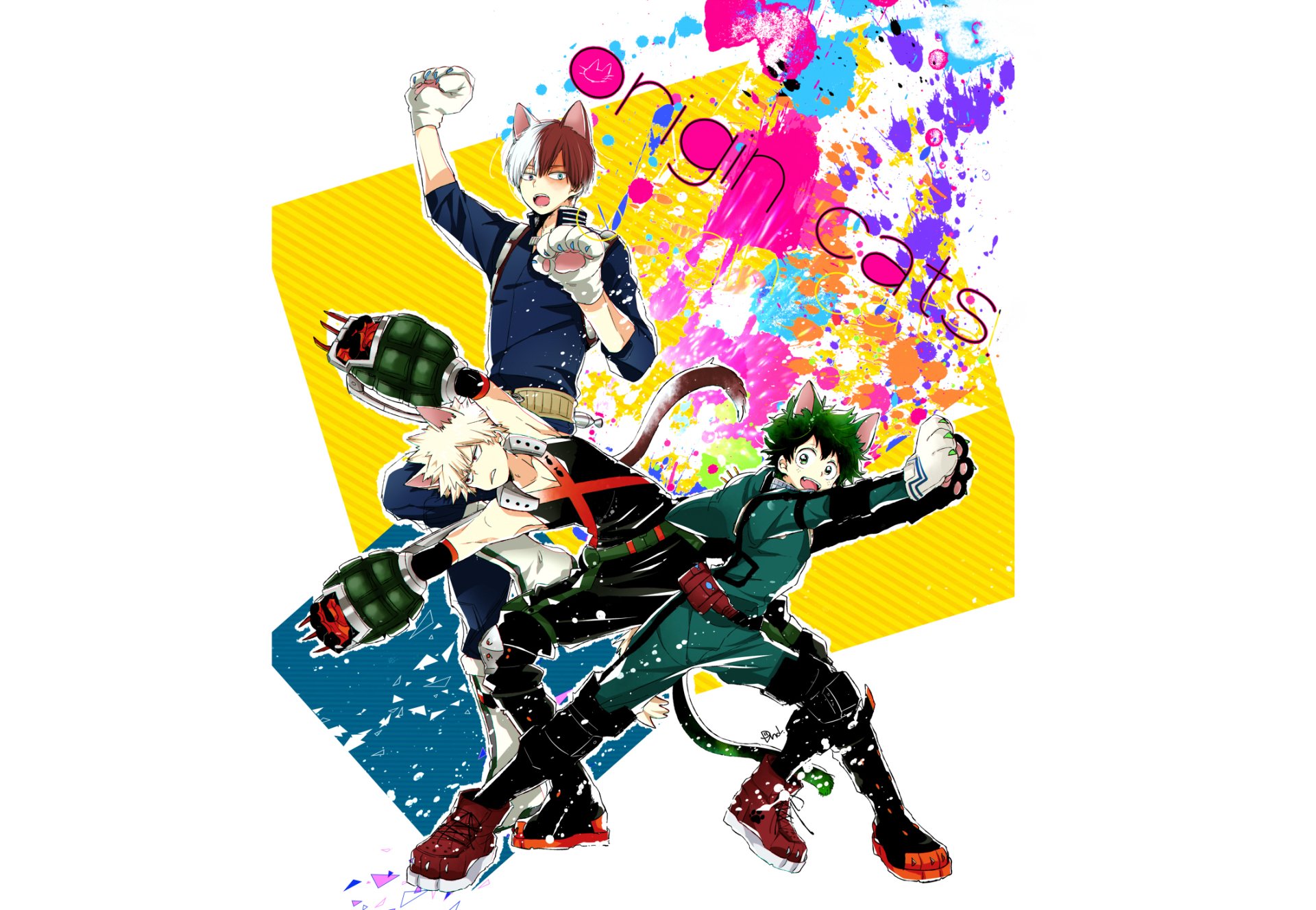 Download Shoto Todoroki Katsuki Bakugou Izuku Midoriya Cat Girl Anime ...