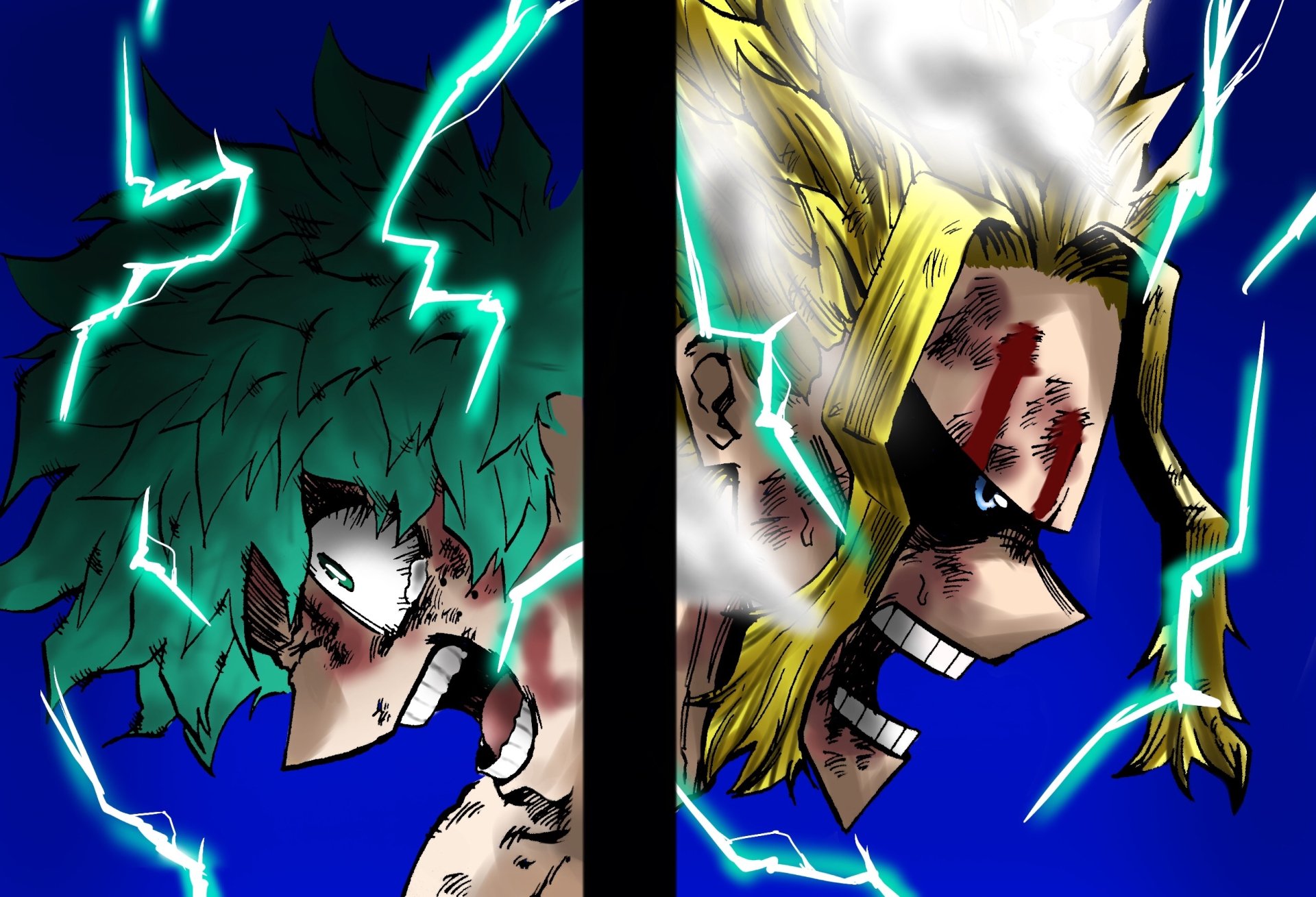 My Hero Academia HD: All Might & Izuku Midoriya Lightning Clash ...