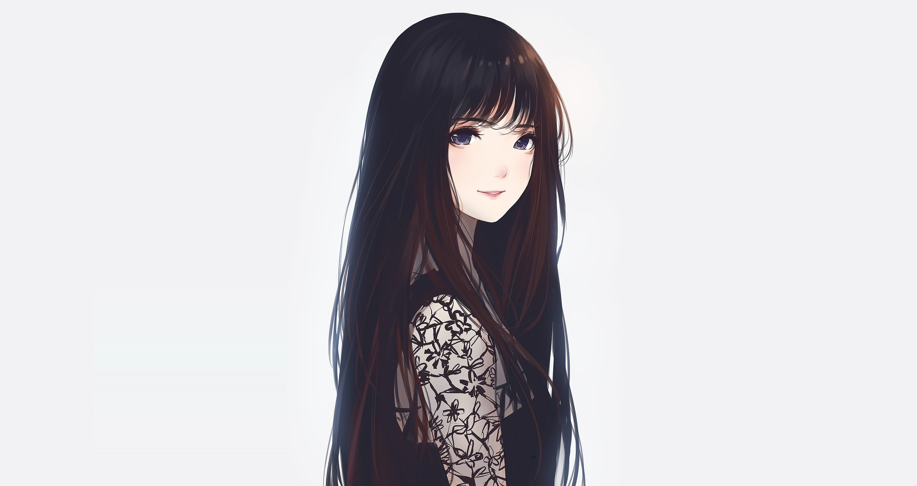Elegant Long-Haired Anime Girl - HD Wallpaper by KD