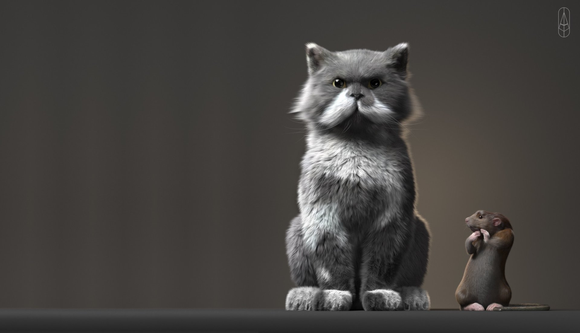 Fantasy Duel: The Mighty Cat and Cunning Mouse HD Wallpaper