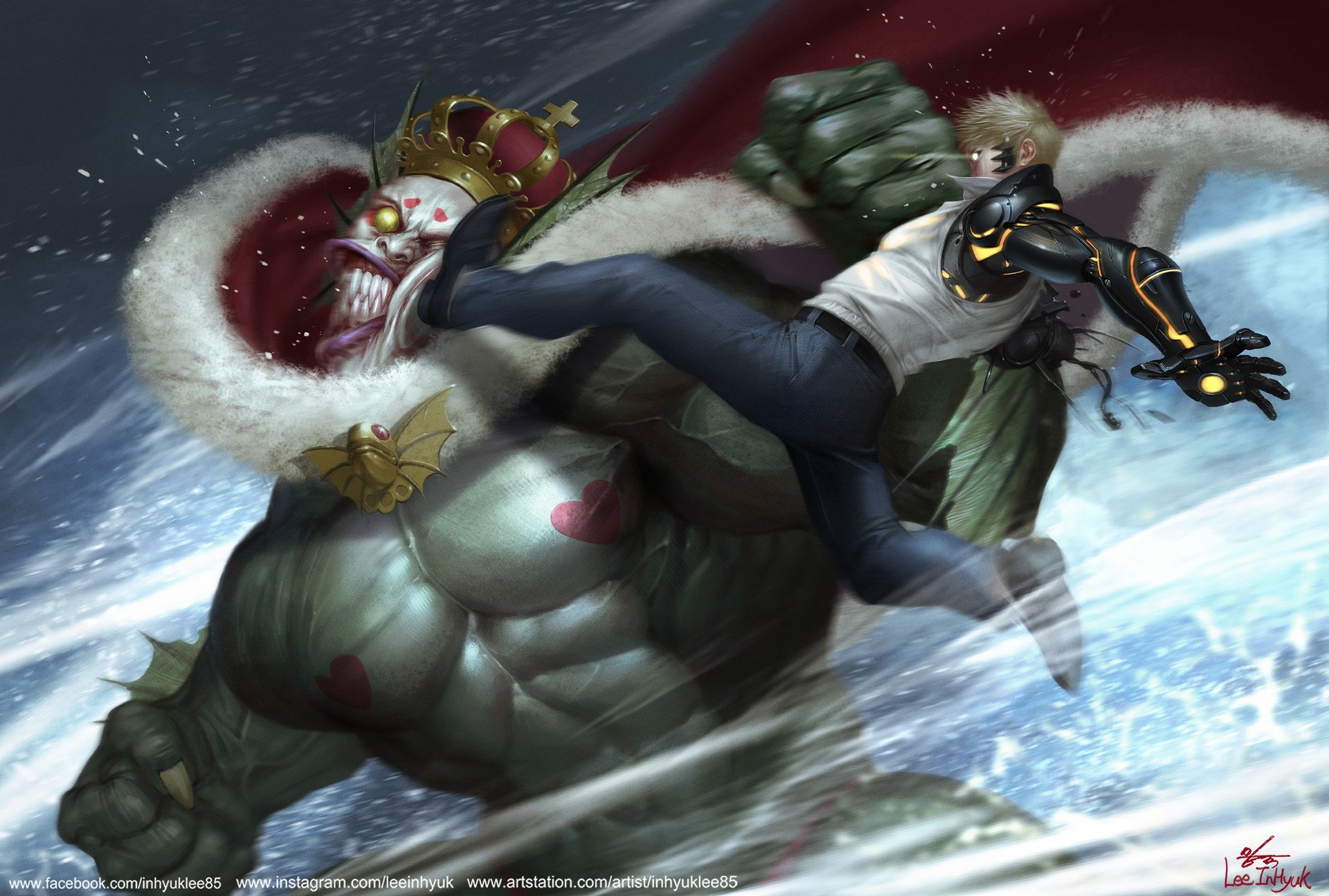 Epic HD Clash: Genos vs Deep Sea King | One-Punch Man Anime Wallpaper ...