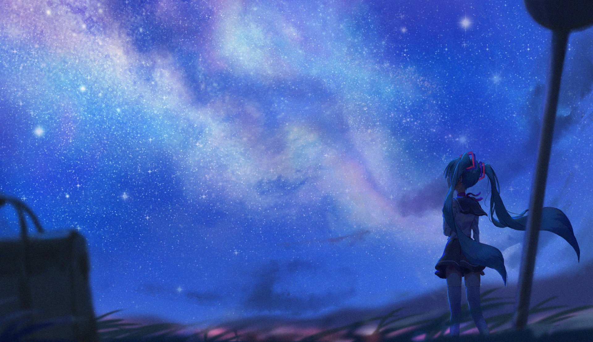 Hatsune Miku HD Wallpaper: Celestial Vocaloid Anime Dreamscape by vsattce