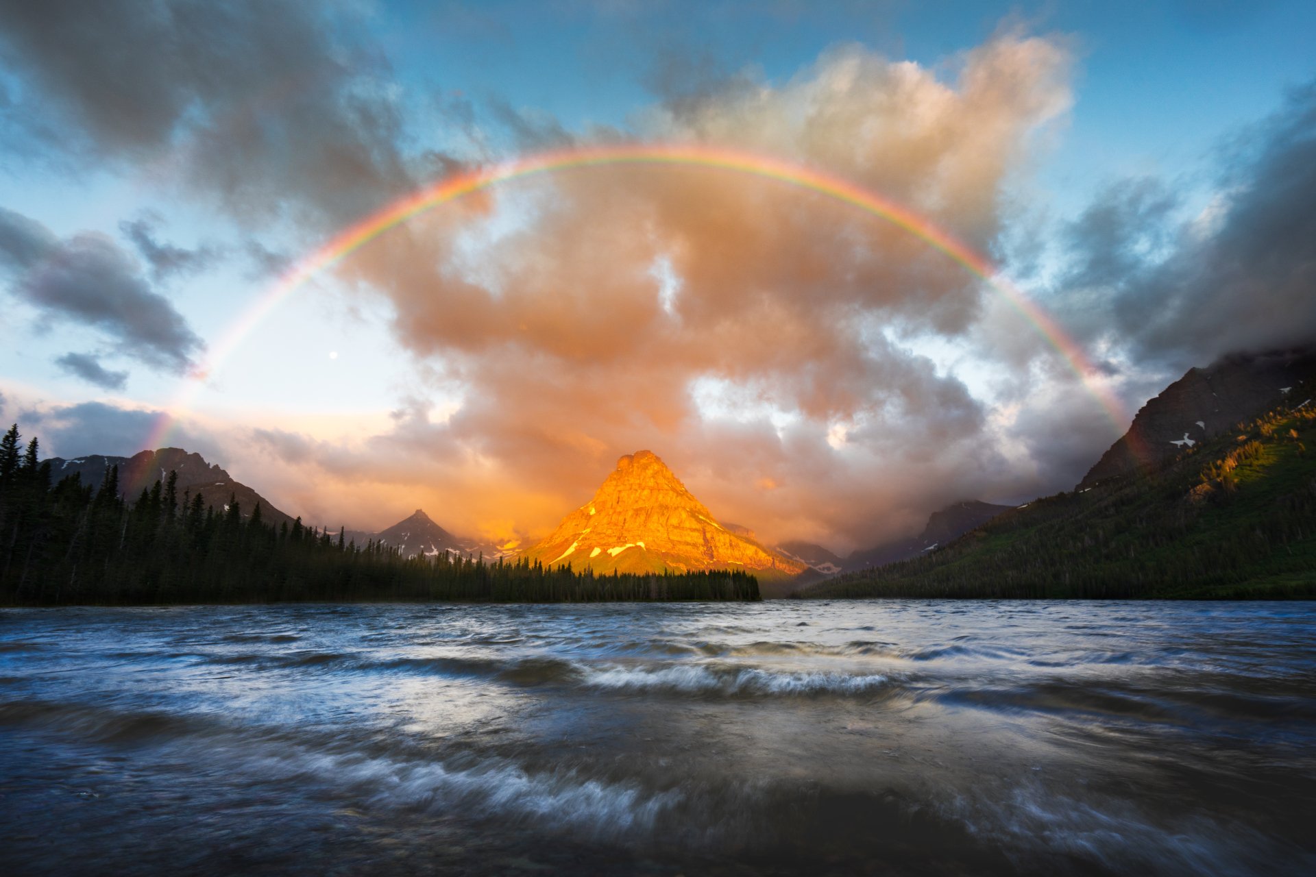 Download Mountain Lake Nature Rainbow 4k Ultra HD Wallpaper