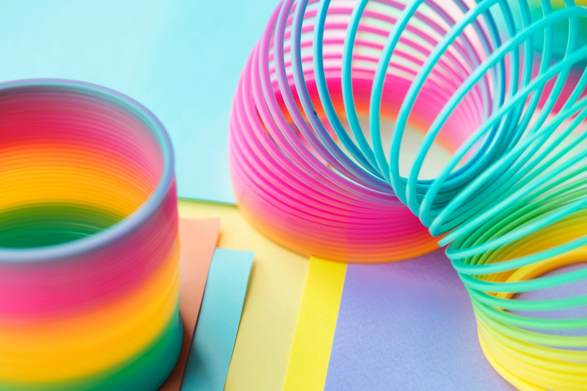 Vibrant Pastel Rainbow Slinky: Abstract Colorful HD Toy Wallpaper by ...
