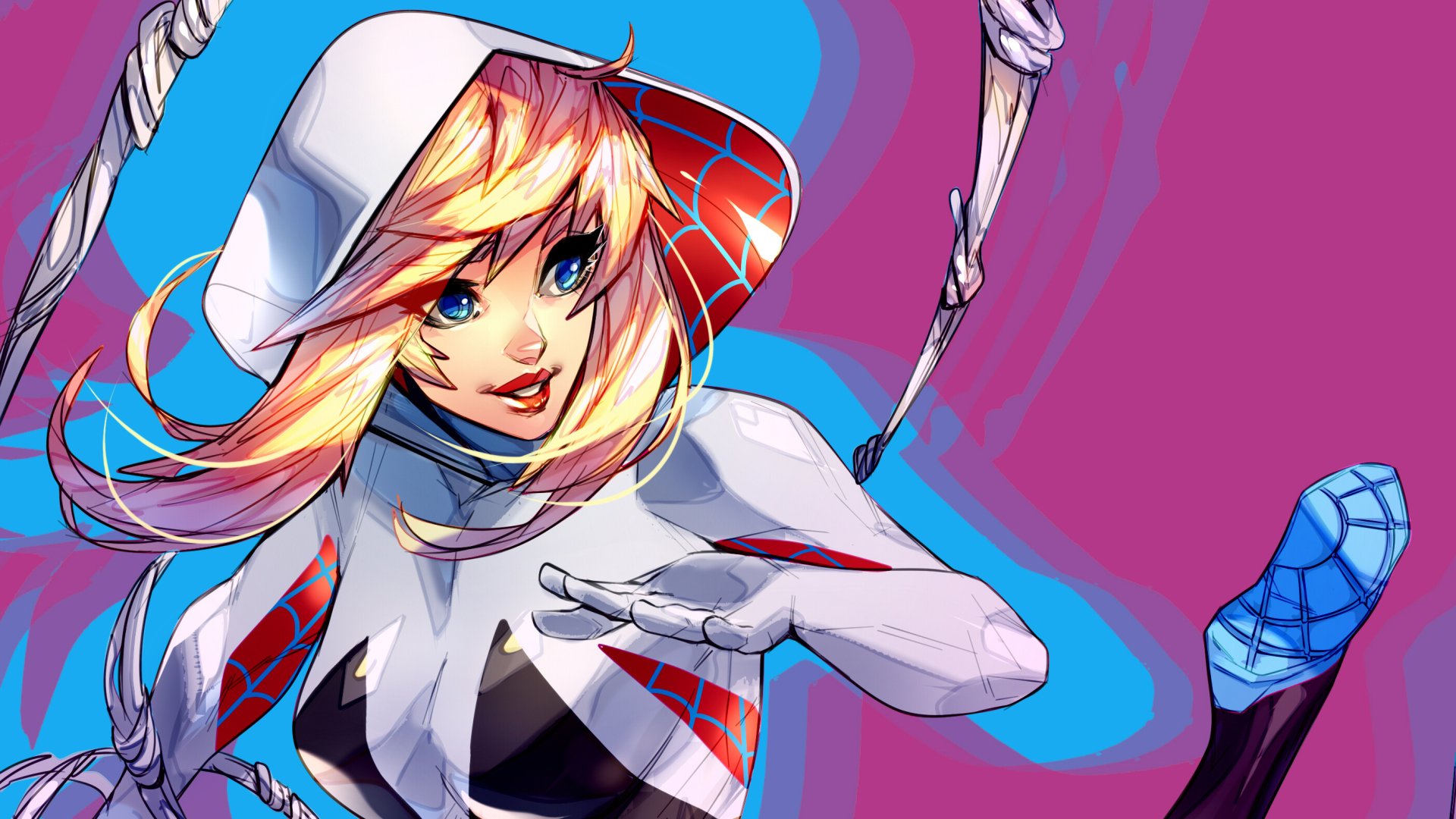 Spider-Gwen HD Wallpaper: Blonde Beauty with Blue Eyes and Bold ...